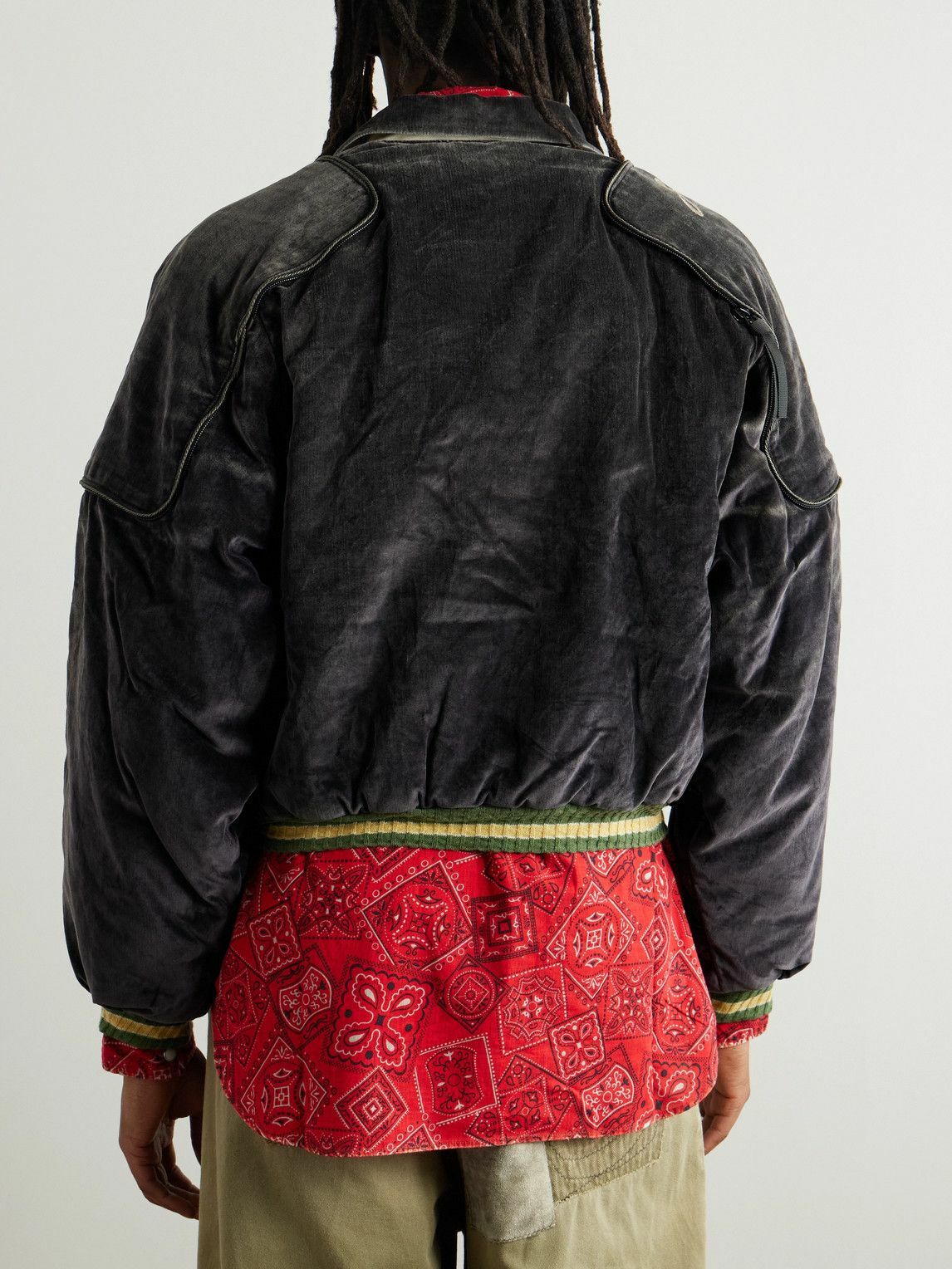 KAPITAL - Logo-Embroidered Zip-Detailed Cotton-Velvet Bomber Jacket ...