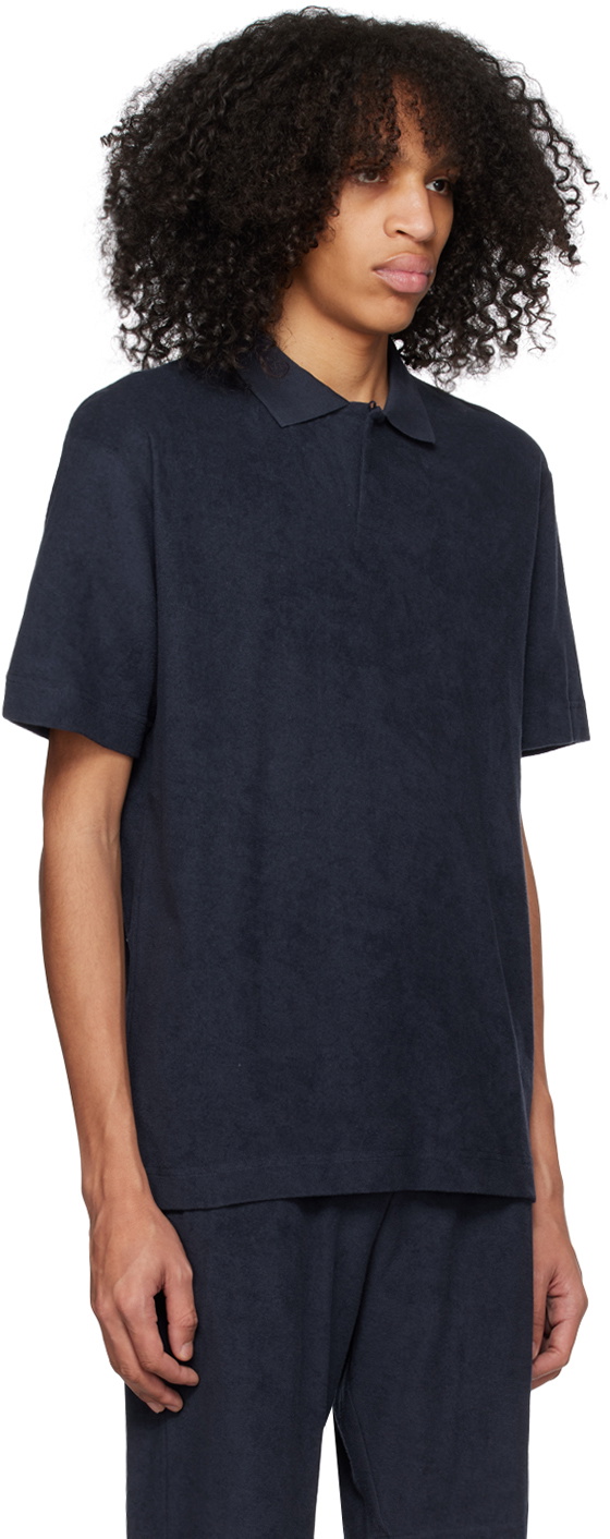 Sunspel Navy Towelling Polo Sunspel