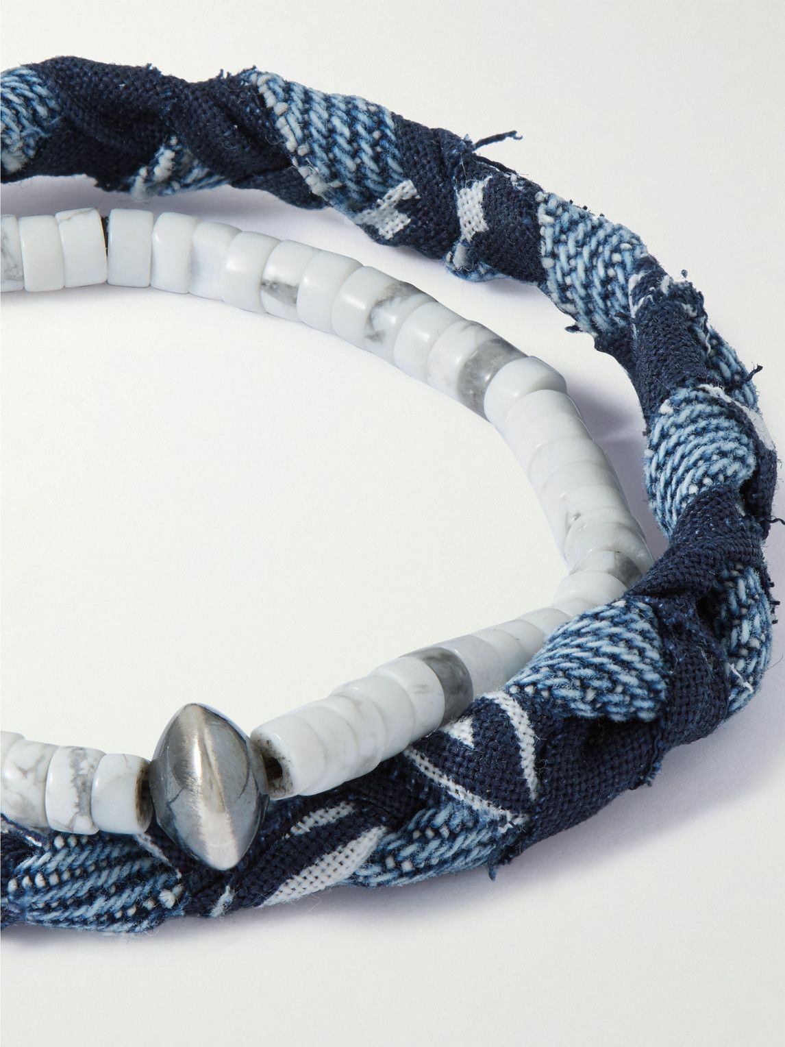 Mikia - Bandana-Print Cotton, Vintage Denim and Multi-Stone Double-Wrap ...