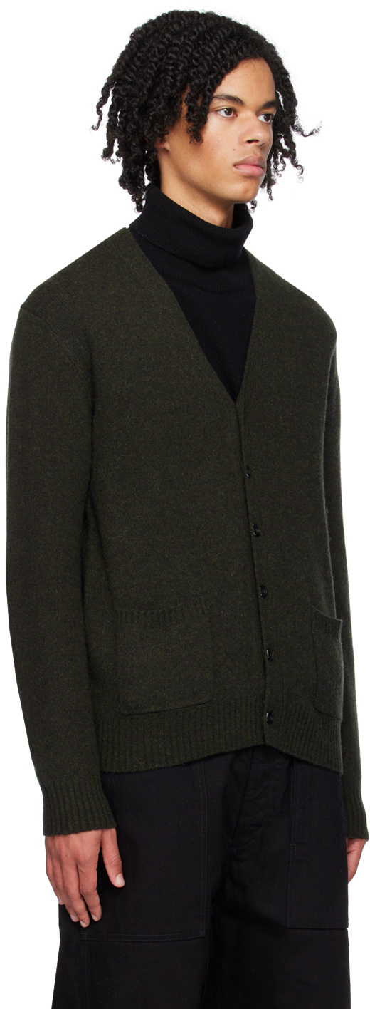 BEAMS PLUS Green Elbow Patch Cardigan Beams Plus