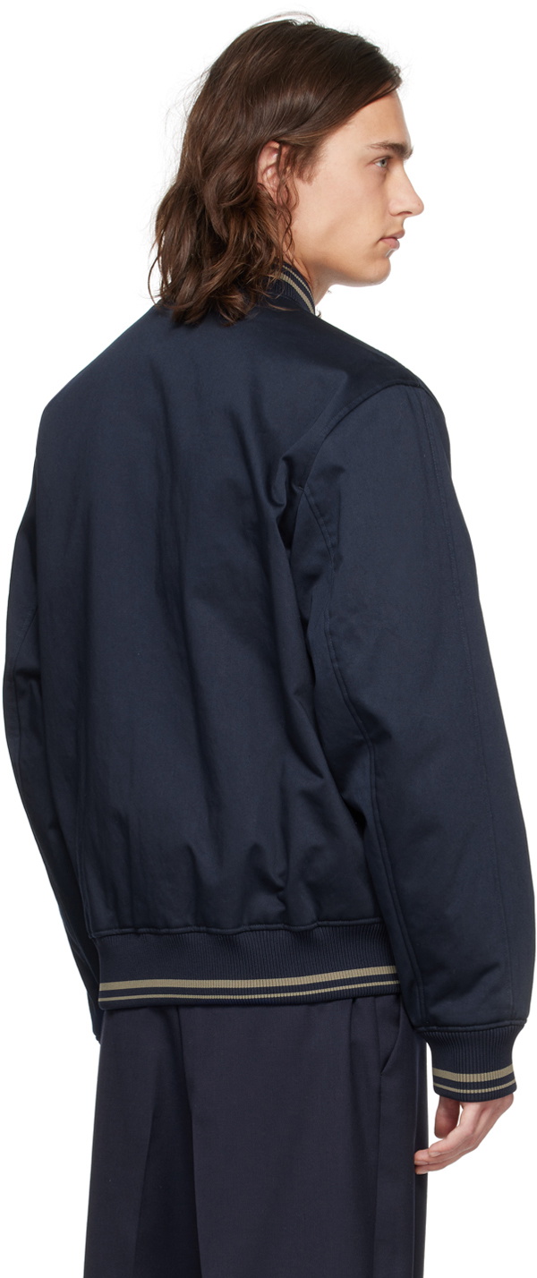 Maison Kitsuné Navy Button Bomber Jacket Maison Kitsune