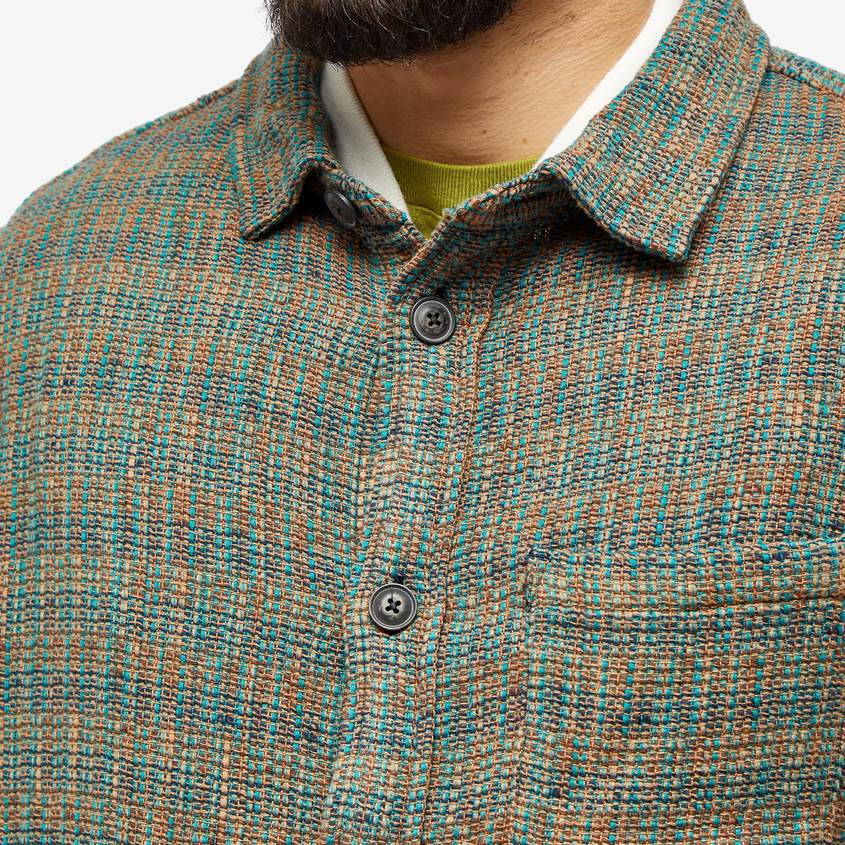 Corridor Men's Rainbow Stripe Overshirt in Green Corridor