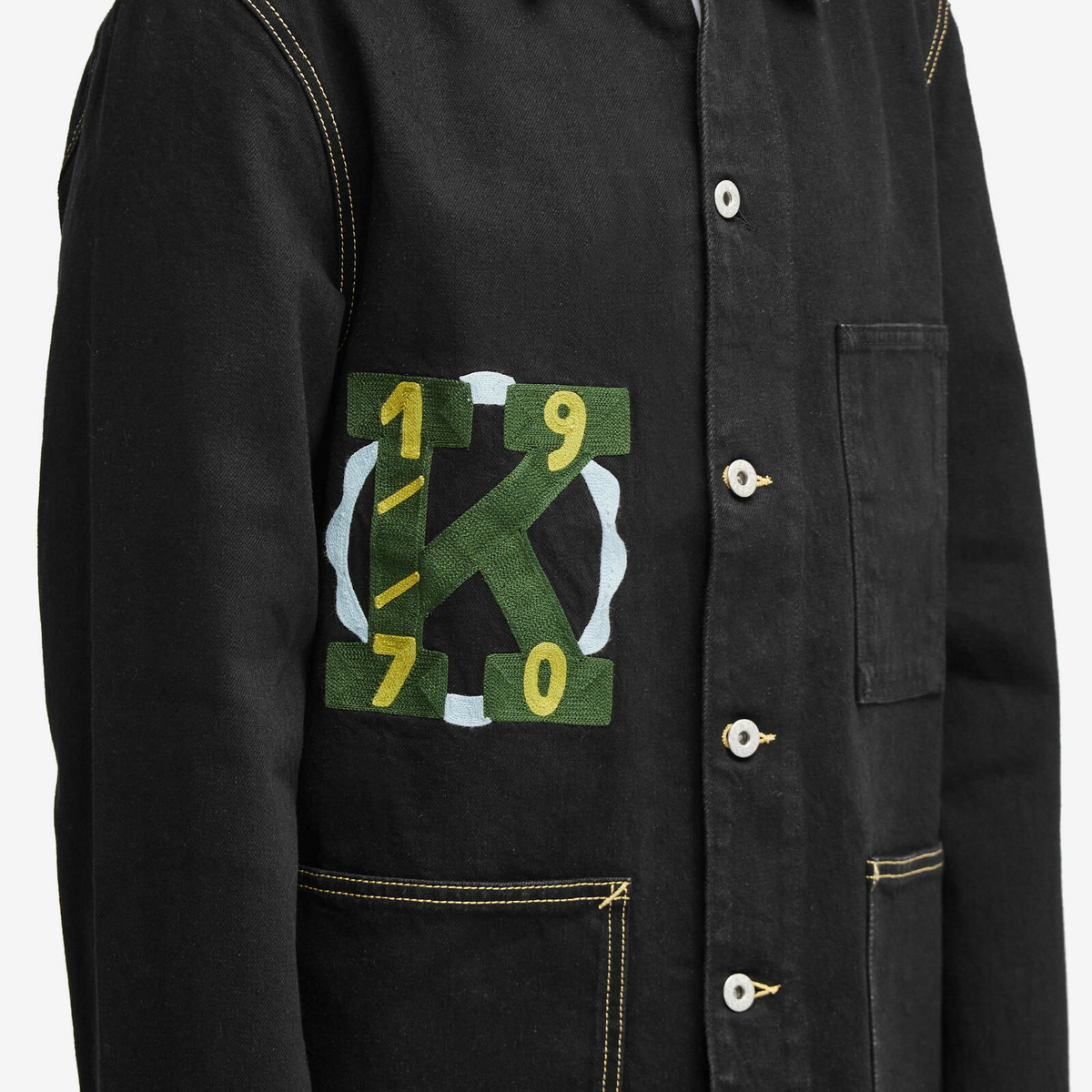 Kenzo Men's Varsity Denim Workwear Jacket in Rinse Black Denim Kenzo