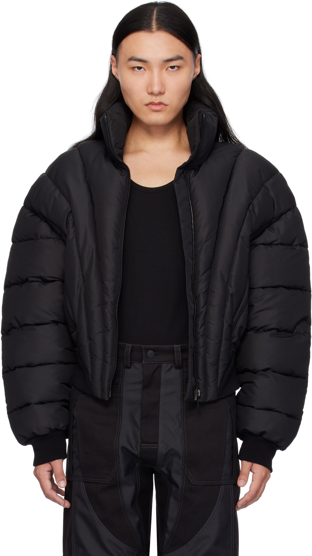 Mugler Black Padded Bomber Jacket Mugler