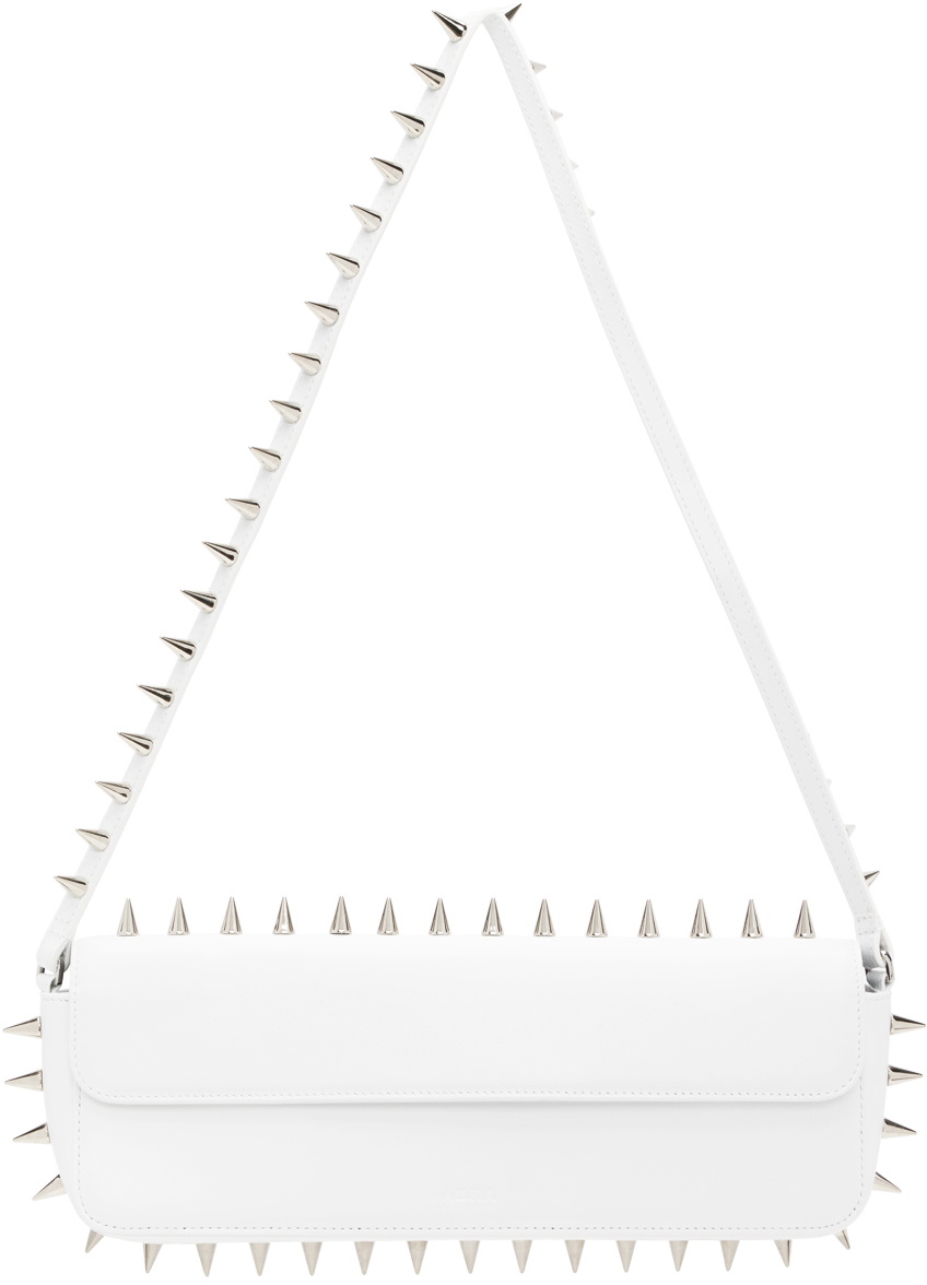 Abra White Spike Baguette Shoulder Bag ABRA