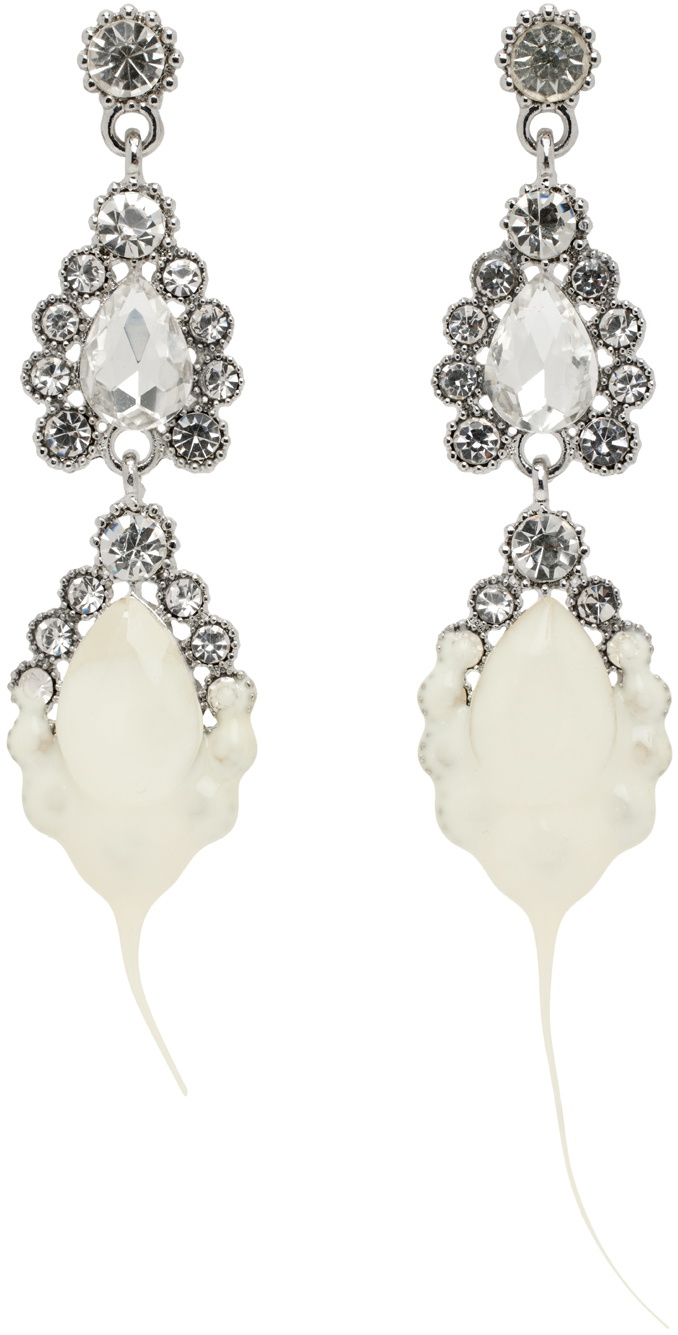 Ottolinger Silver & White Diamond Drop Earrings Ottolinger