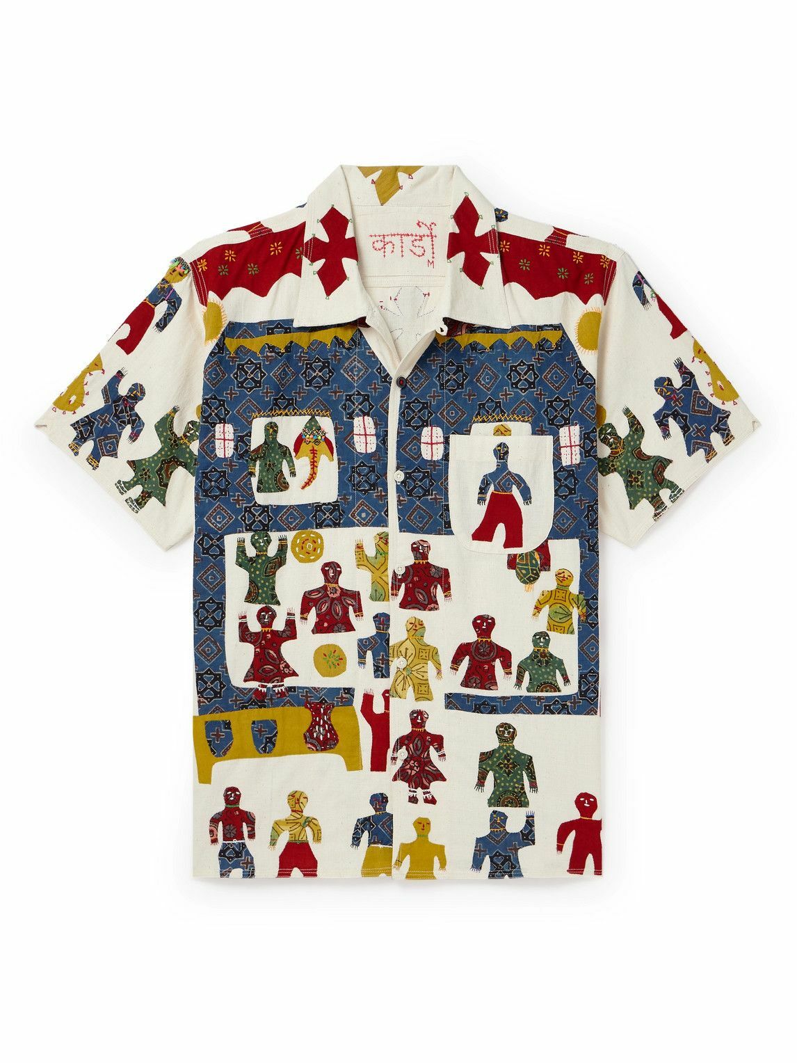 Kardo - Craft Chintan Embroidered Printed Patchwork Cotton Shirt - White Kardo