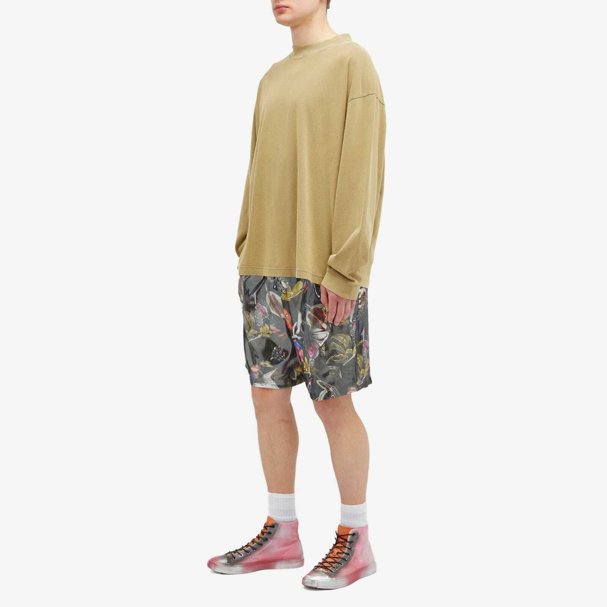 Acne Studios Men's Rudent Foiled Print Shorts in Black Acne Studios