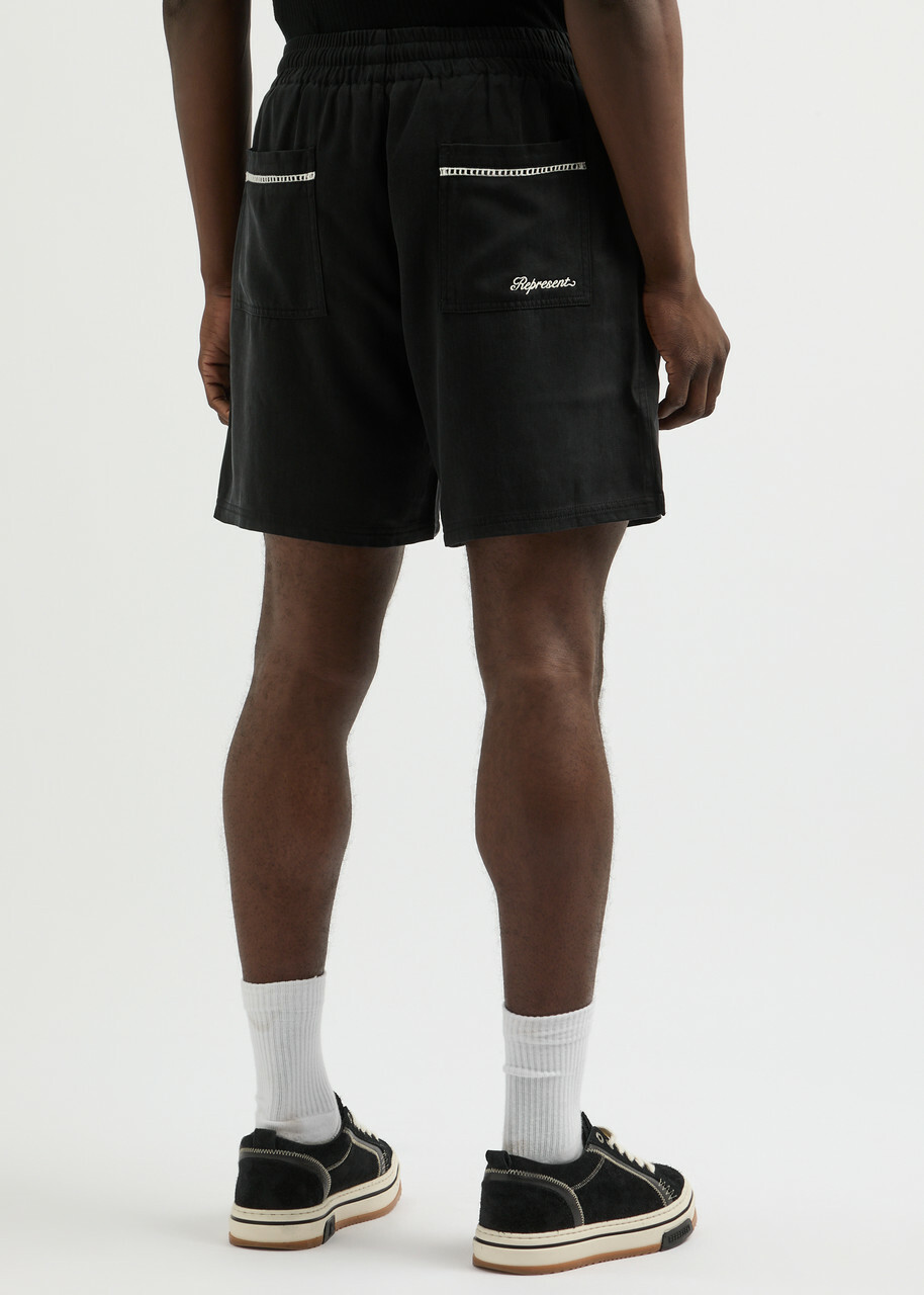 Represent Resort Logo-embroidered Twill Shorts Black Represent