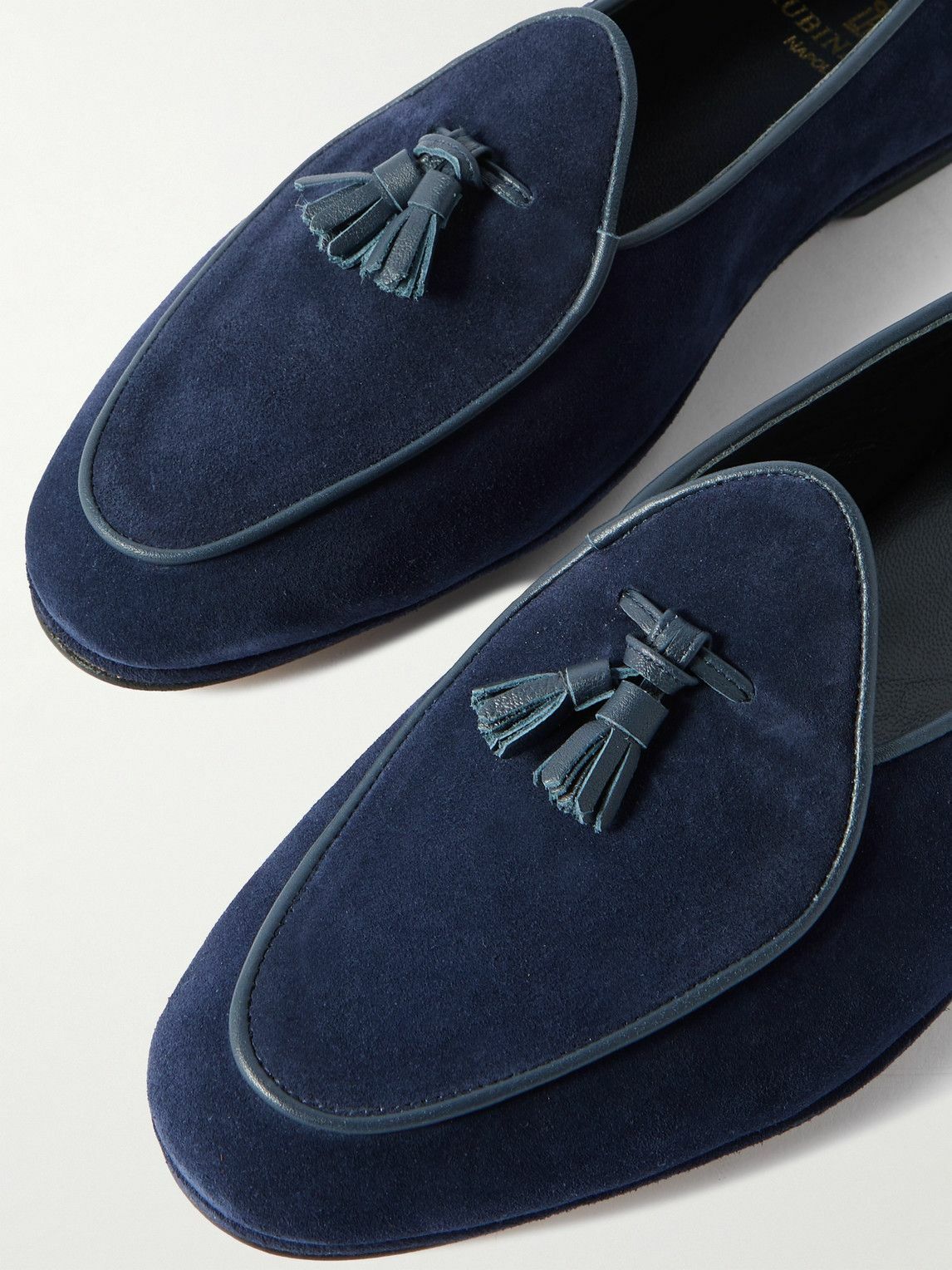 Rubinacci - Marphy Leather-Trimmed Suede Tasselled Loafers - Blue Rubinacci