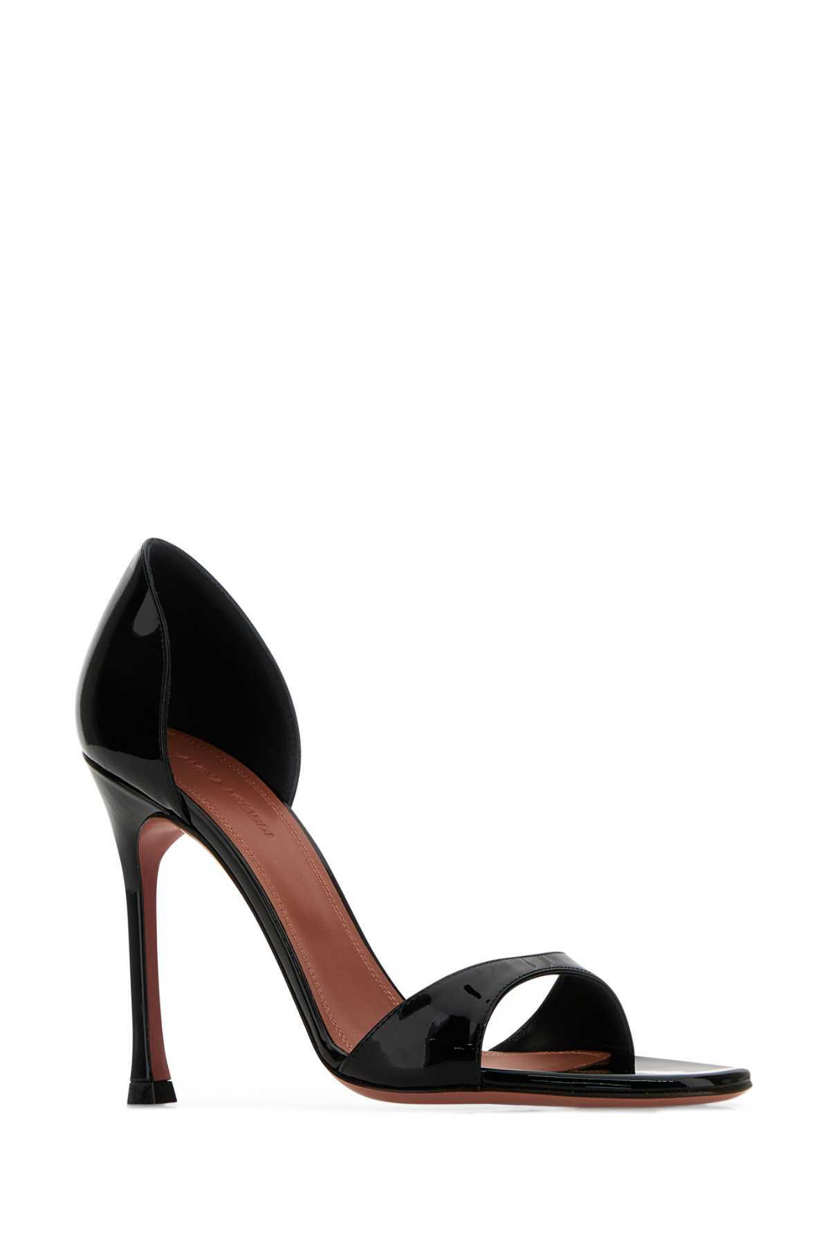 Amina Muaddi Black Leather Agnese Sandals Amina Muaddi