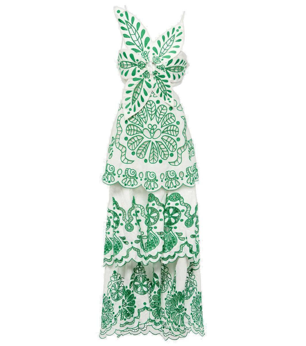 Farm Rio Flower Richelieu linen midi dress Farm Rio