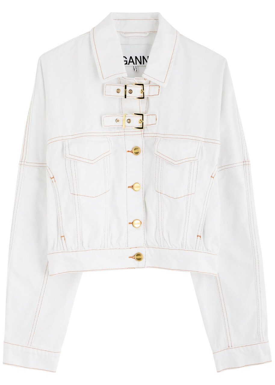 Ganni Contrast-stitch Denim Jacket White GANNI