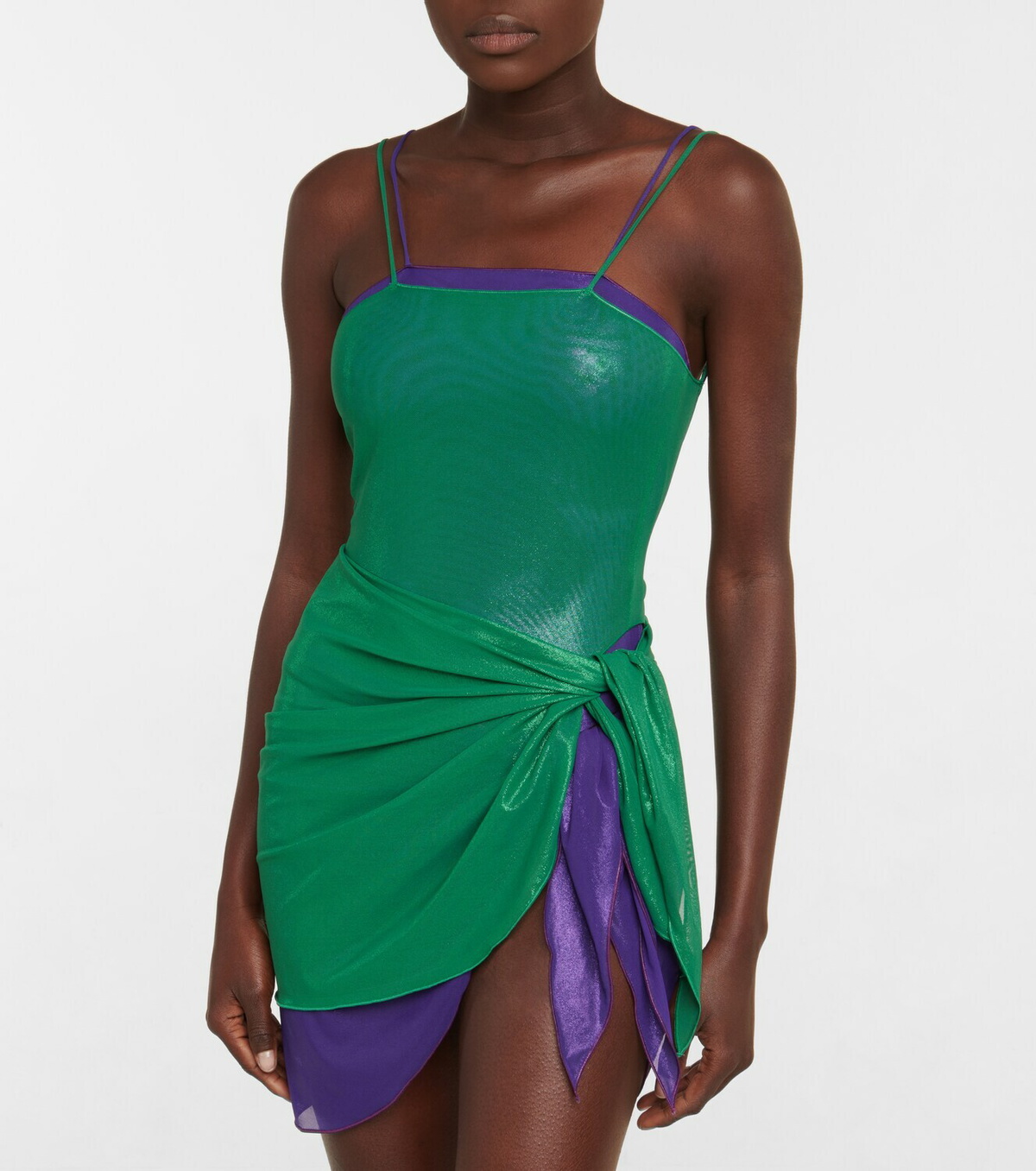 Oseree - Bicolor lamé beach cover-up Oseree