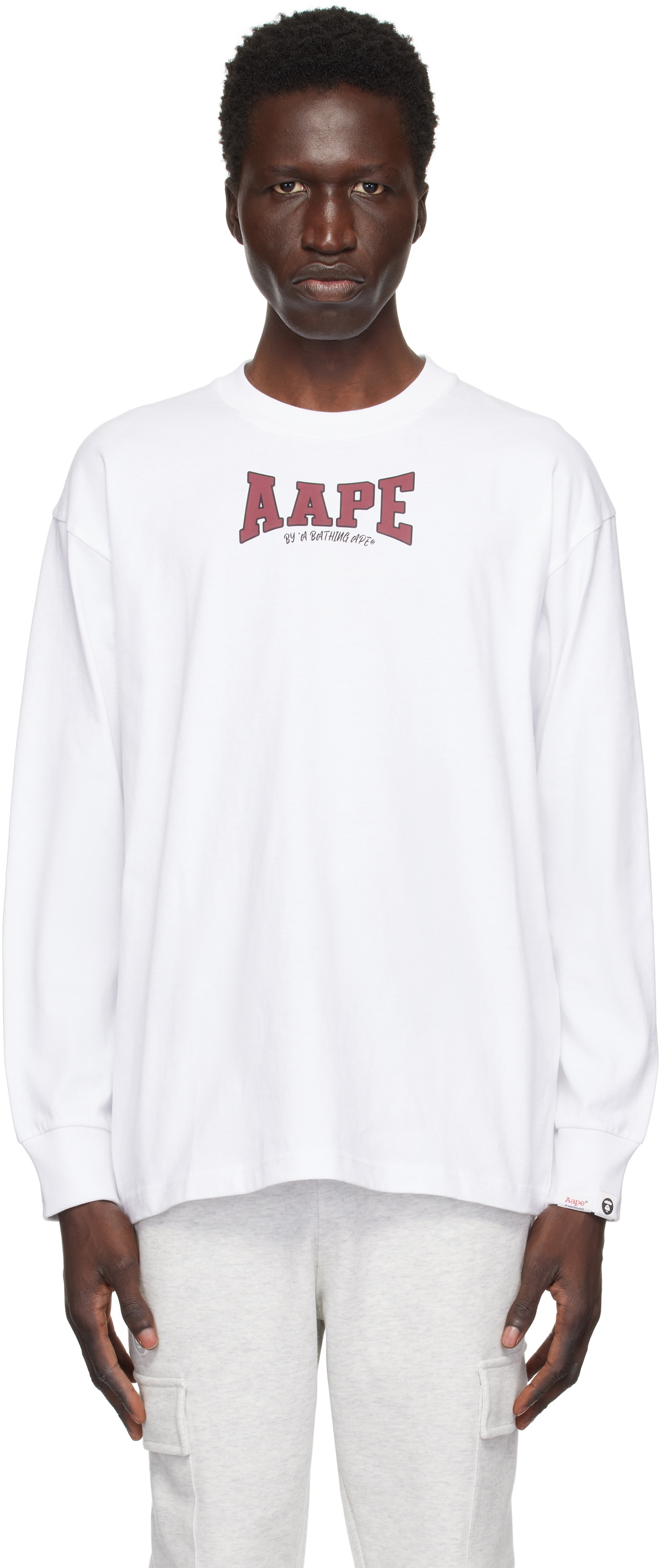 AAPE by A Bathing Ape White Main Long Sleeve T-shirt AAPE by A Bathing Ape