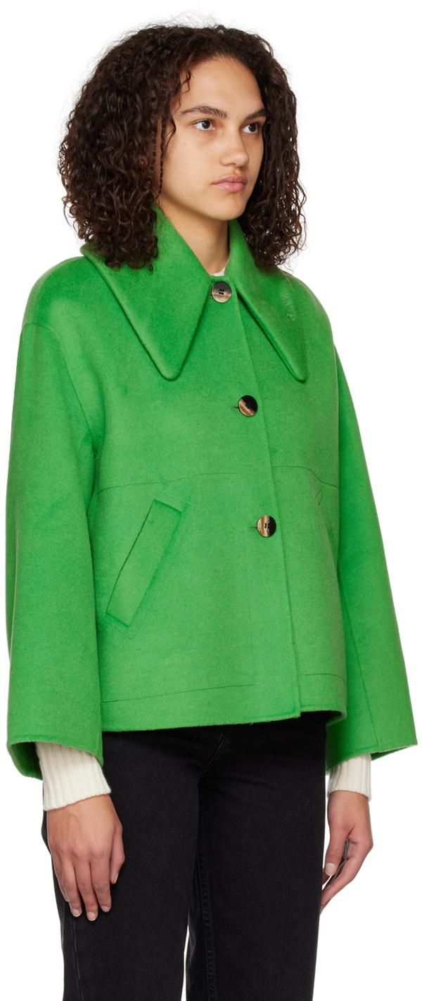 GANNI Green Wide Collar Jacket GANNI