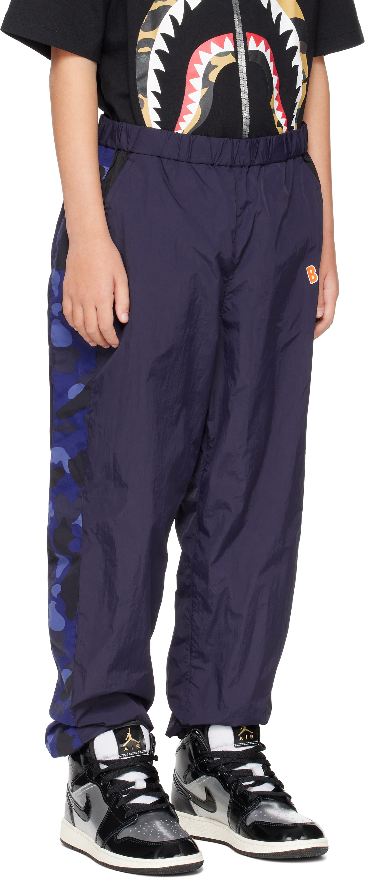 BAPE Kids Navy Color Camo Block Track Pants A Bathing Ape