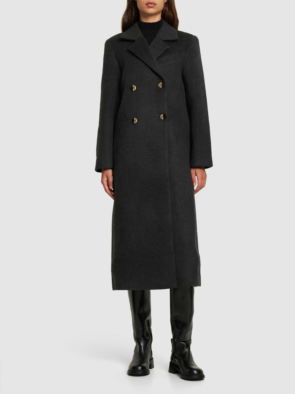 GANNI Wool Blend Long Coat GANNI