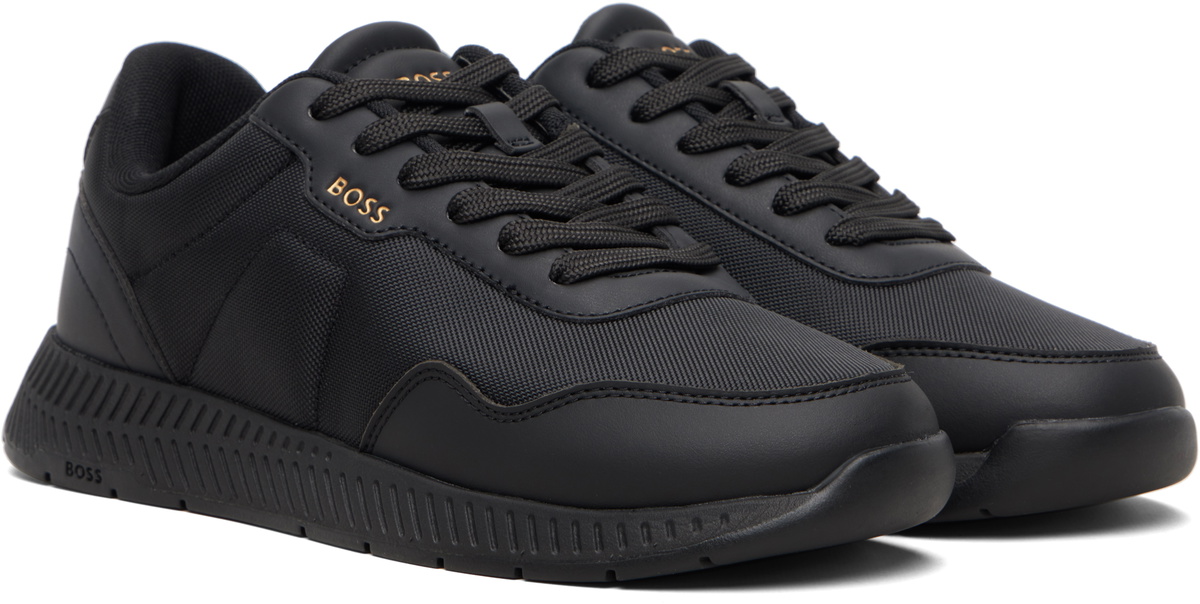 BOSS Black Textured Upper Low-Top Sneakers BOSS