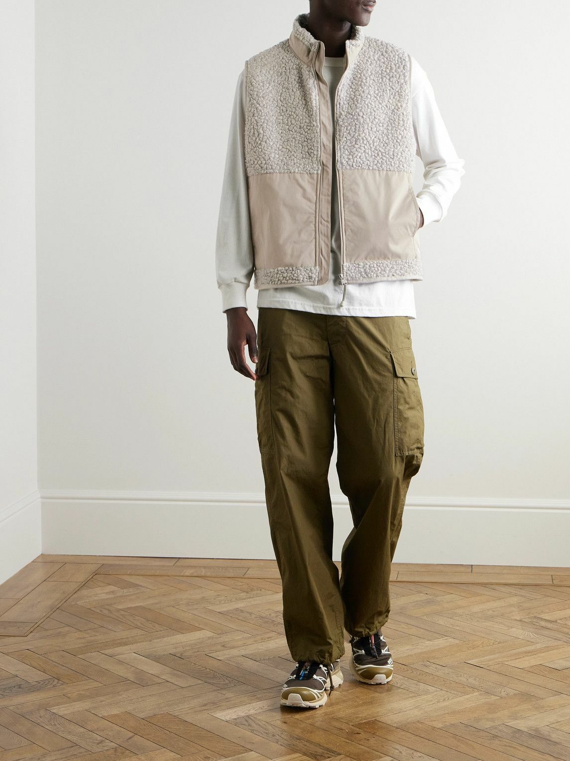 Folk - Signal Shell-Trimmed Cotton-Fleece Gilet - Neutrals Folk