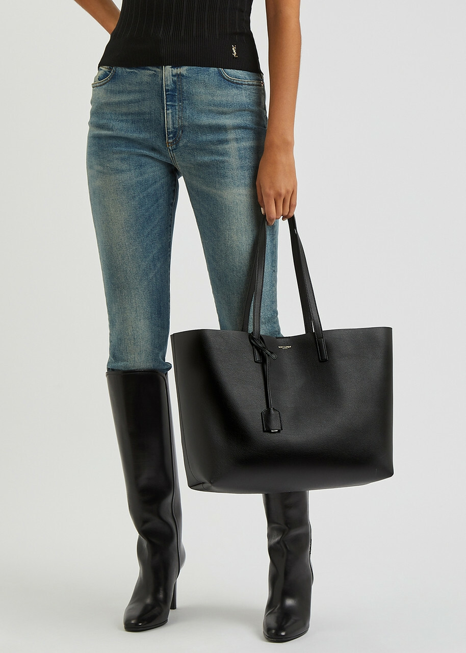 Saint Laurent East West Grained Leather Tote - Black - One Size Saint ...