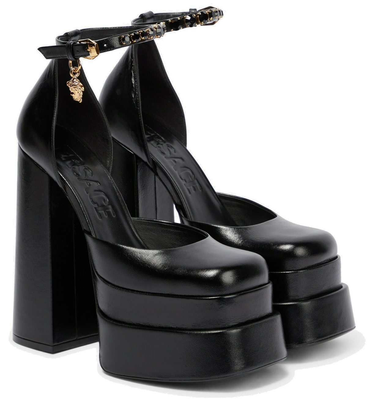 Versace - Medusa Aevitas leather platform pumps Versace