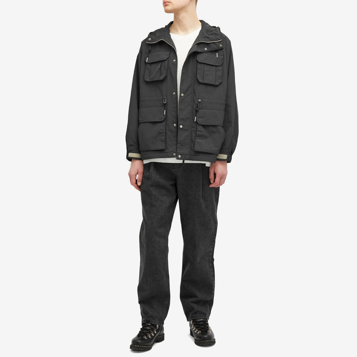 Uniform Bridge Men's Wide One Tuck Denim Jeans in Black Washed Uniform ...