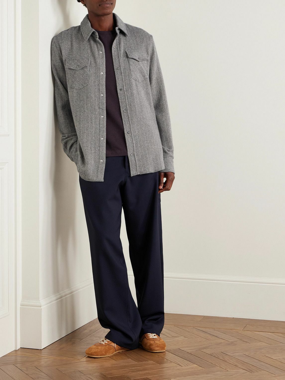 God's True Cashmere - Striped Cashmere Shirt - Gray God's True Cashmere