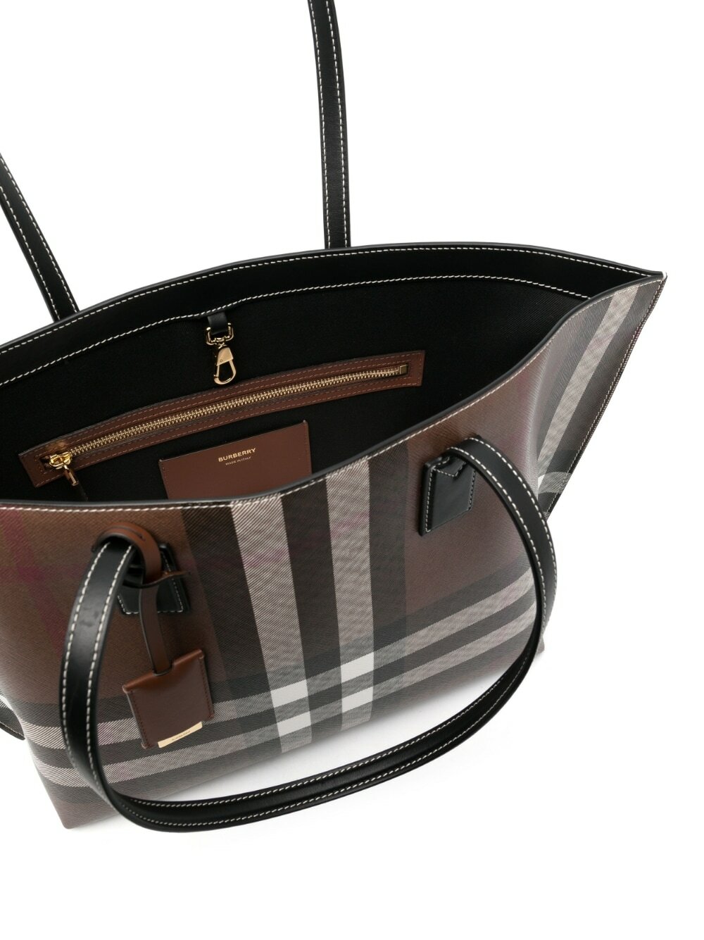 BURBERRY - Check Motif Shopping Bag Burberry