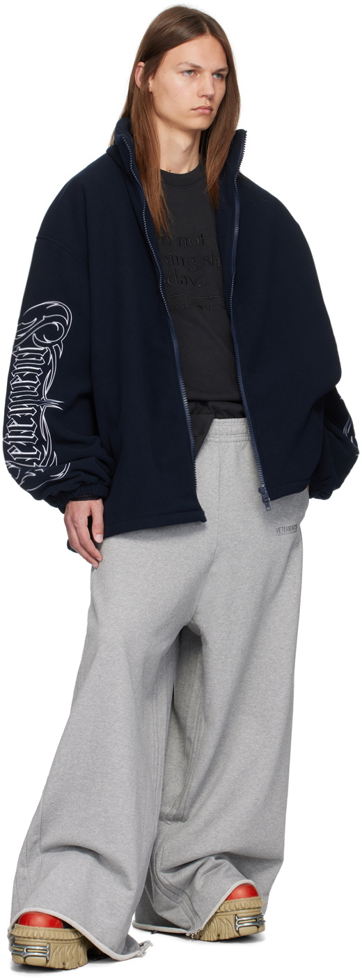 VETEMENTS Navy Embroidered-Logo Jacket Vetements