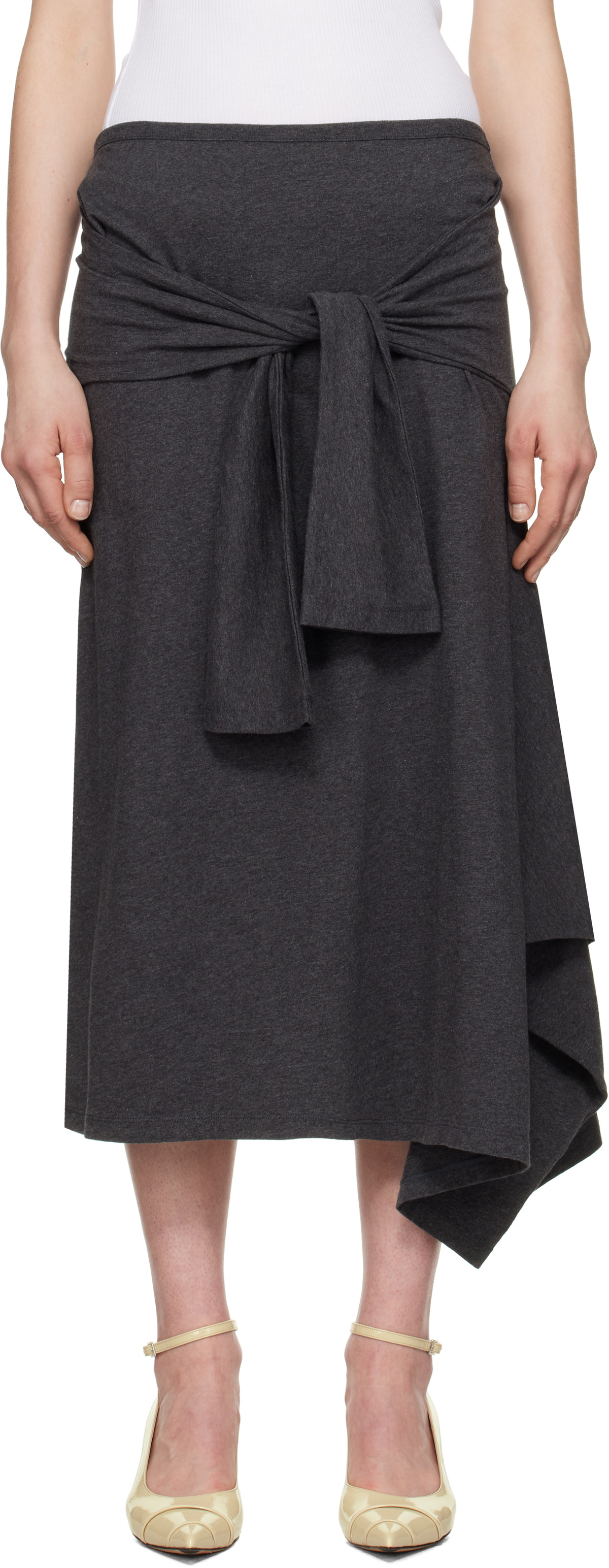 OUR LEGACY Gray Sash Midi Skirt Our Legacy