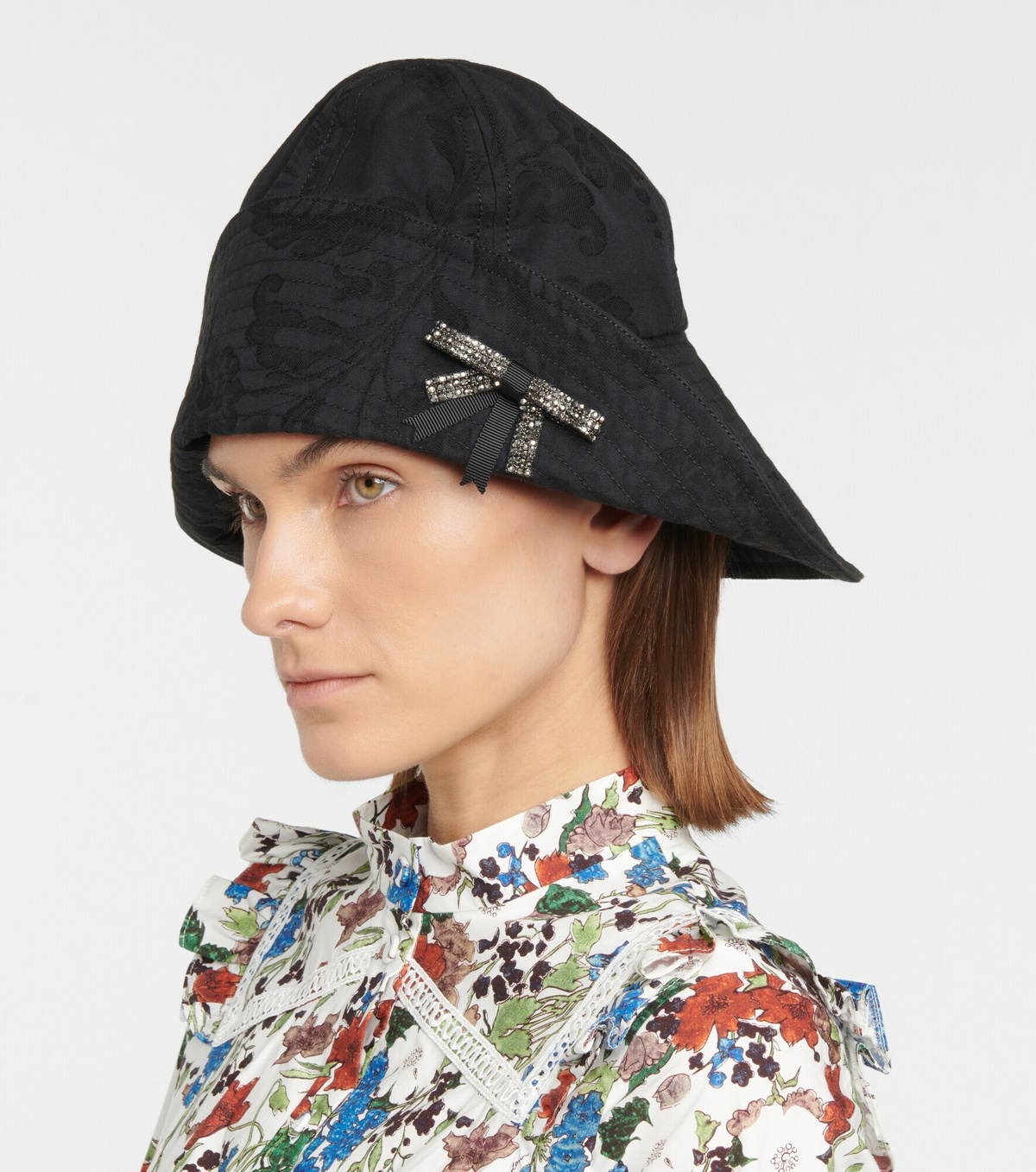 Erdem - Embellished cotton bucket hat Erdem