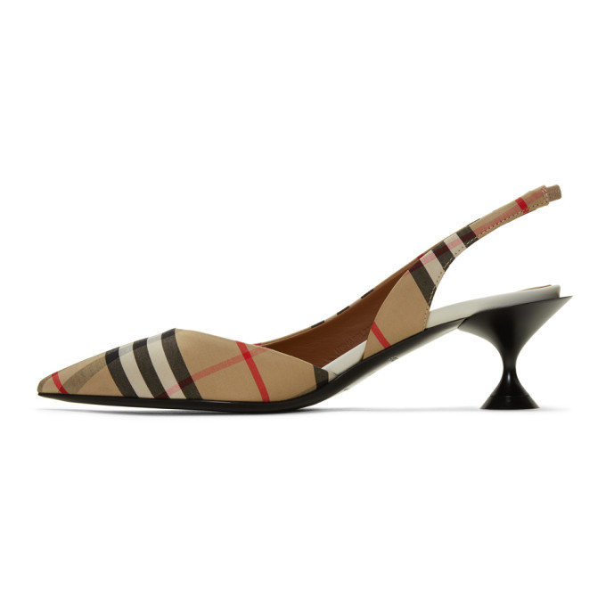 Burberry Beige Vintage Check Slingback Heels Burberry
