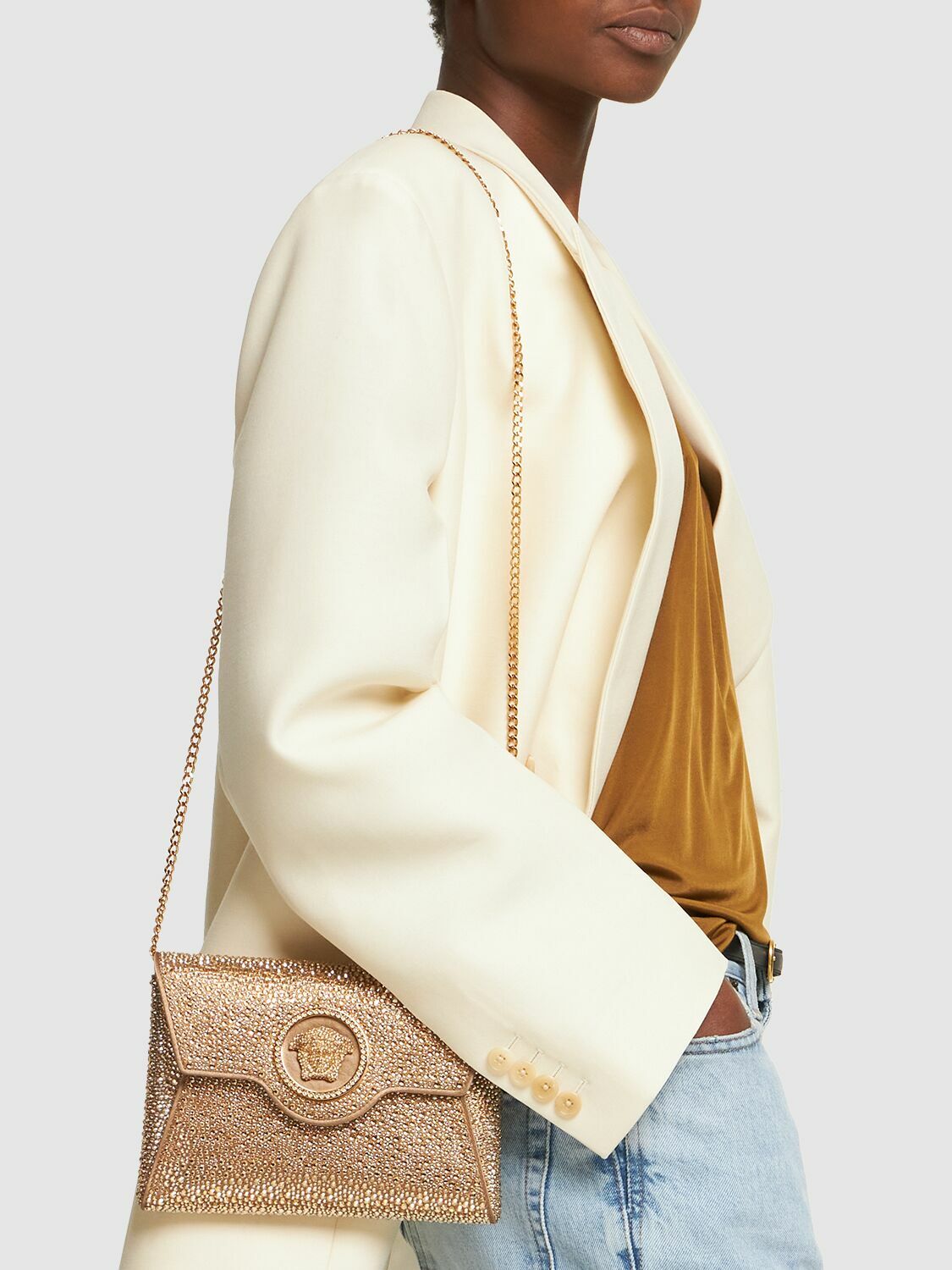 VERSACE - Mini Crystal & Satin Envelope Clutch Versace