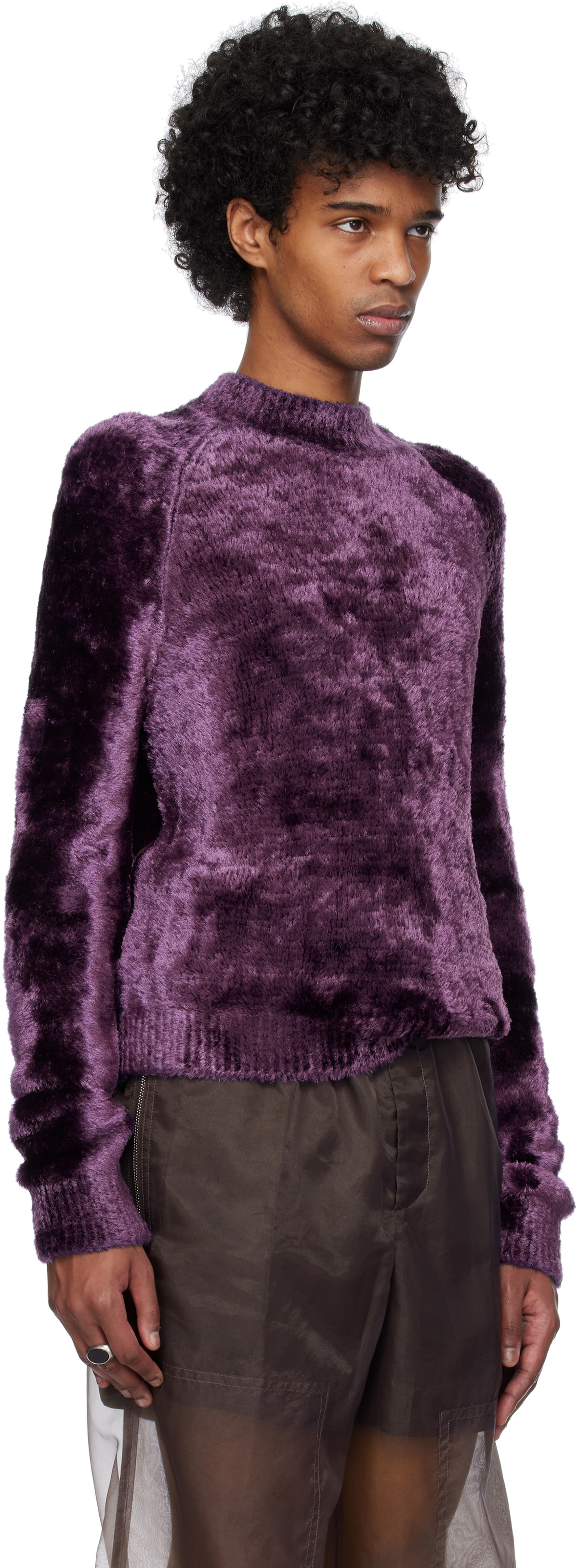 Dries Van Noten Purple Shag Knit Sweater Dries Van Noten