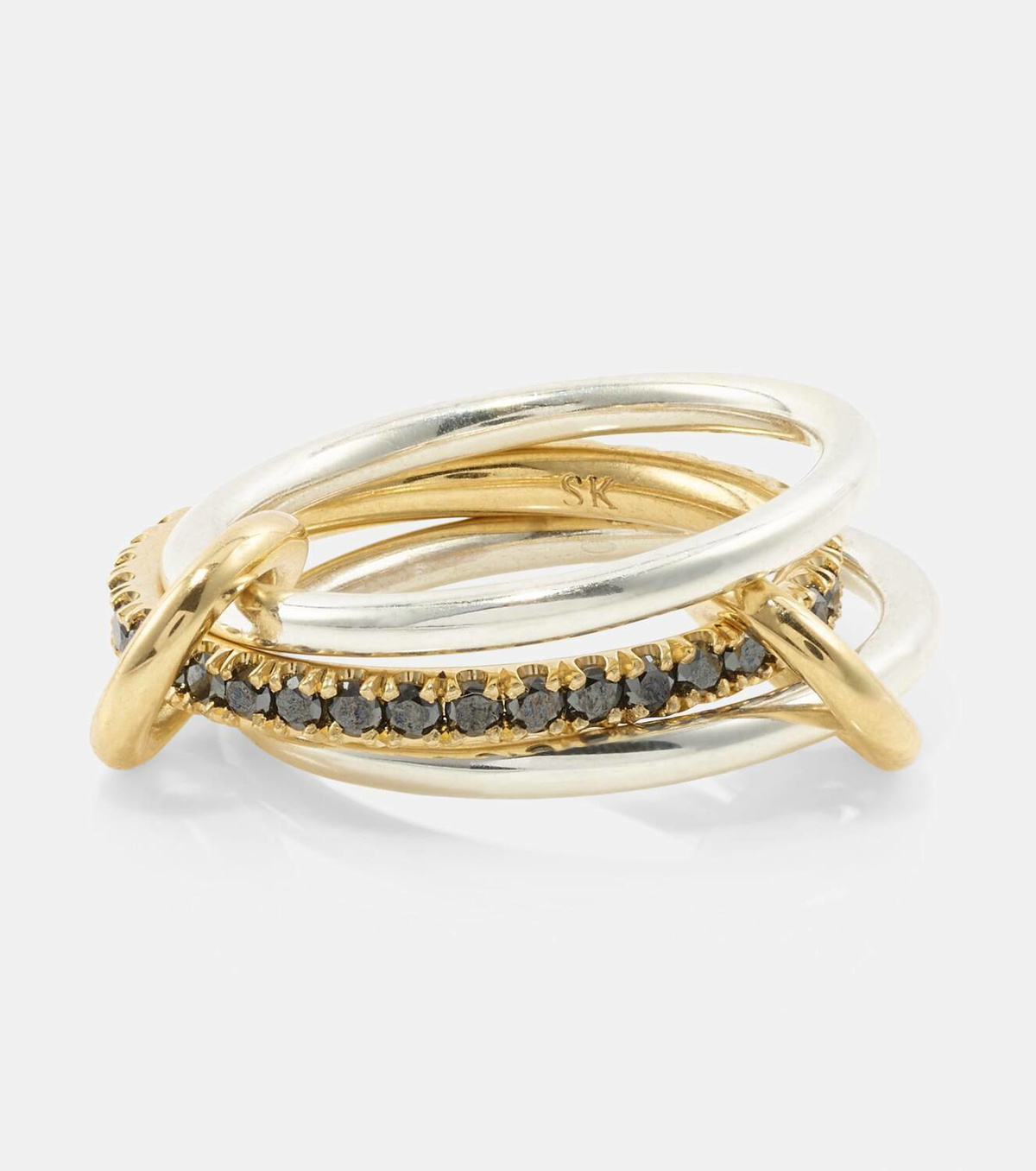 Spinelli Kilcollin Tigris 18kt gold and sterling silver ring with black ...