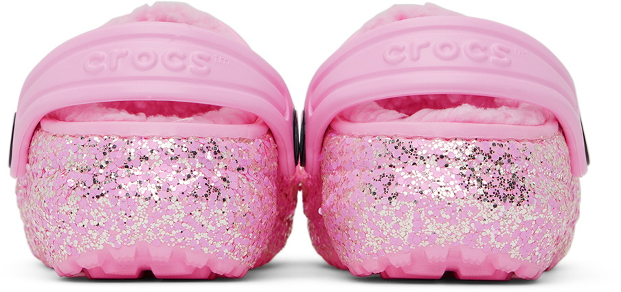 Crocs Baby Pink Classic Lined Glitter Clogs Crocs