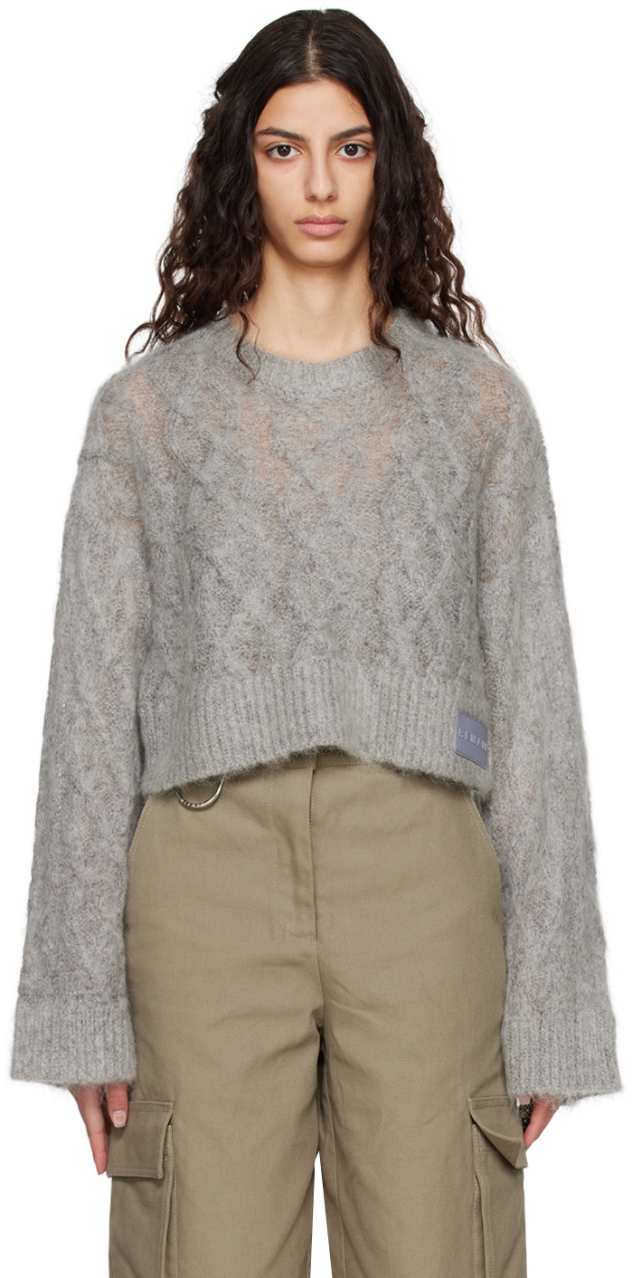 REMAIN Birger Christensen Gray Cropped Sweater REMAIN Birger Christensen