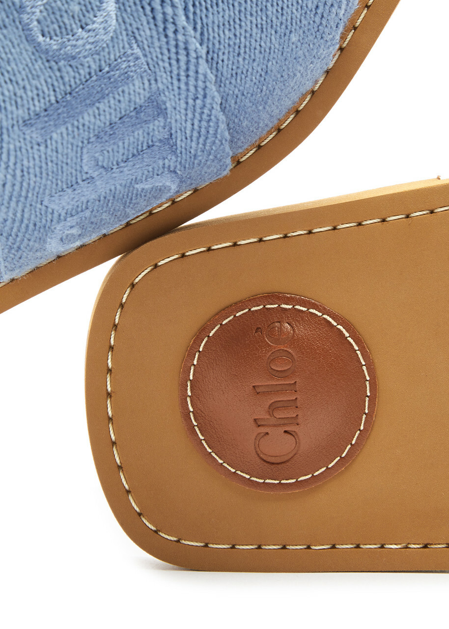 Chloe Woody Logo Canvas Sliders Light Blue Chloe