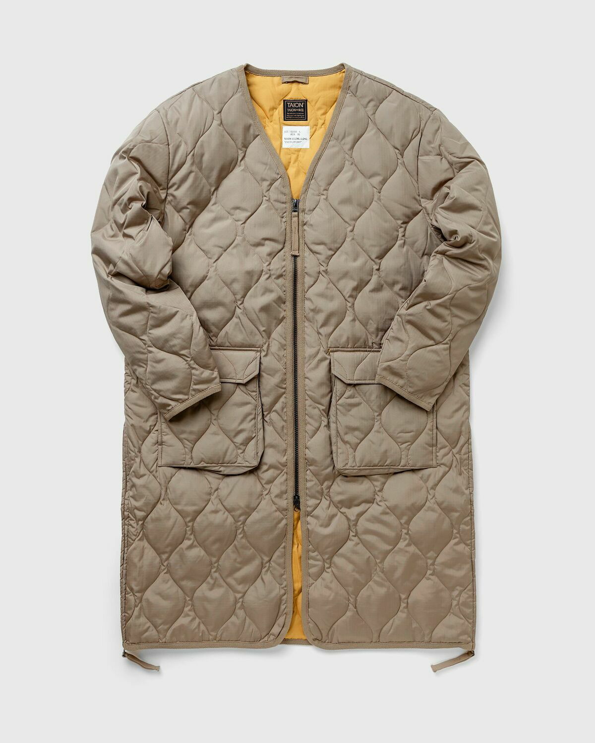 Taion Military V Neck Zip Down Co Brown - Mens - Coats Taion Extra