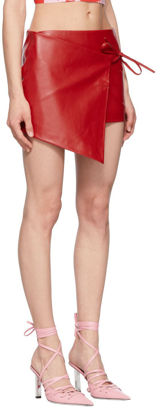 ioannes Red Leather Mini Skirt ioannes