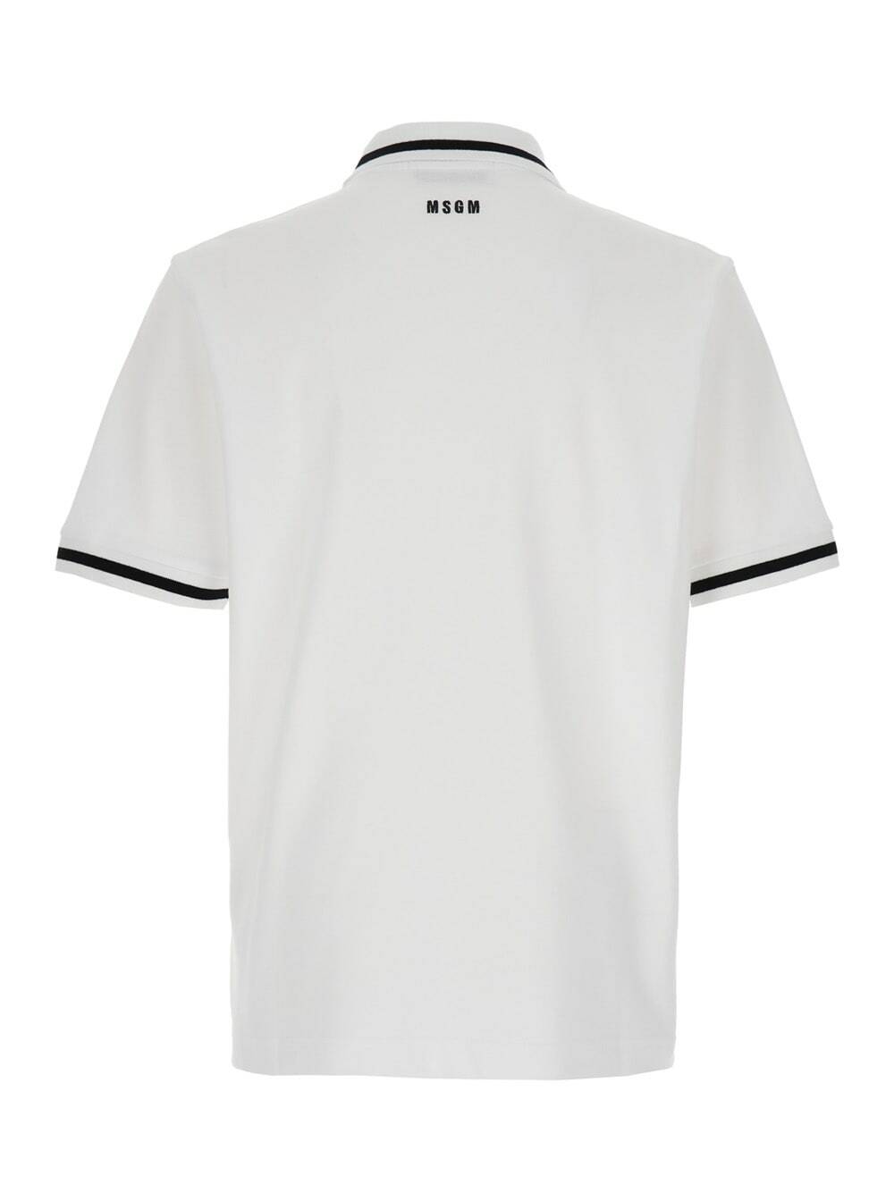MSGM White Polo With Classic Collar And Logo Embroidered On The Front In Cotton Man MSGM