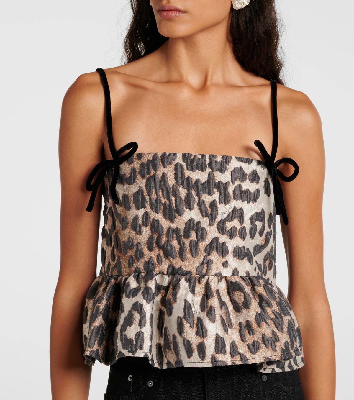 Ganni Peplum jacquard top GANNI