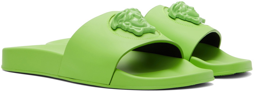 Versace Green 'La Medusa' Slides Versace