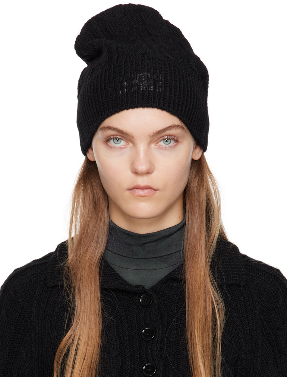 MM6 Maison Margiela Black Cutout Beanie MM6 Maison Margiela