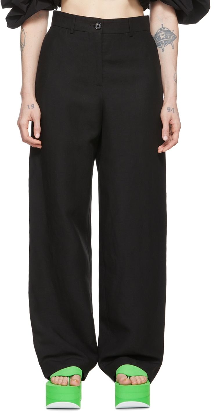 MSGM Black Linen Trousers MSGM
