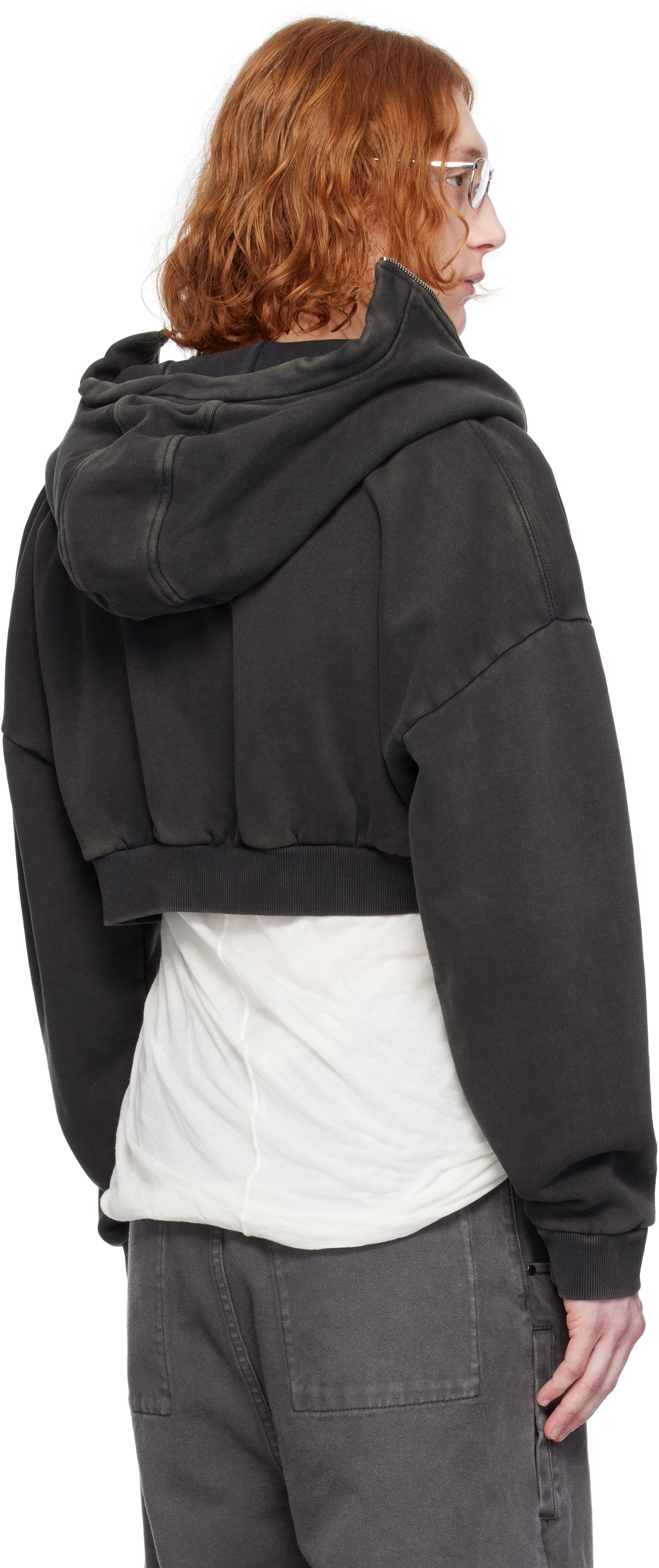 Entire Studios Black Cropped Full Zip Hoodie Entire Studios