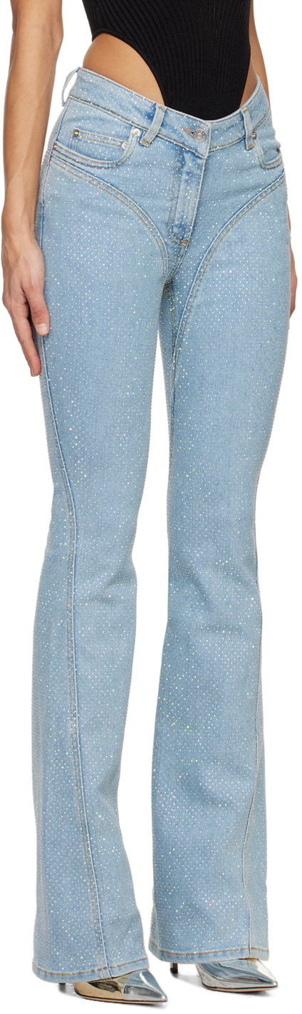 Mugler Blue Rhinestone Jeans Mugler