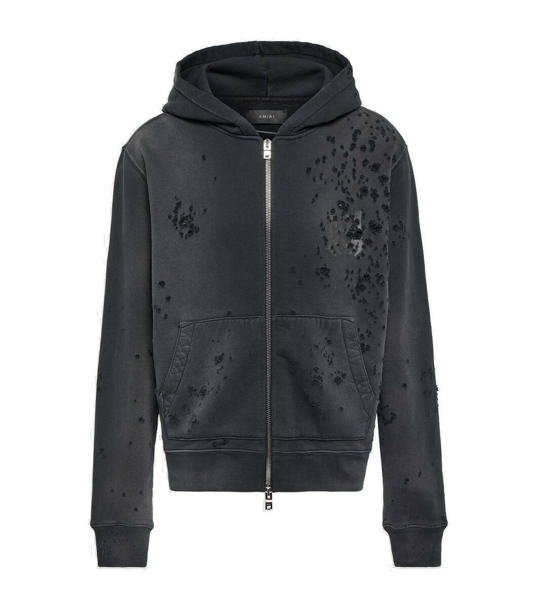 Amiri Distressed cotton jersey hoodie Amiri