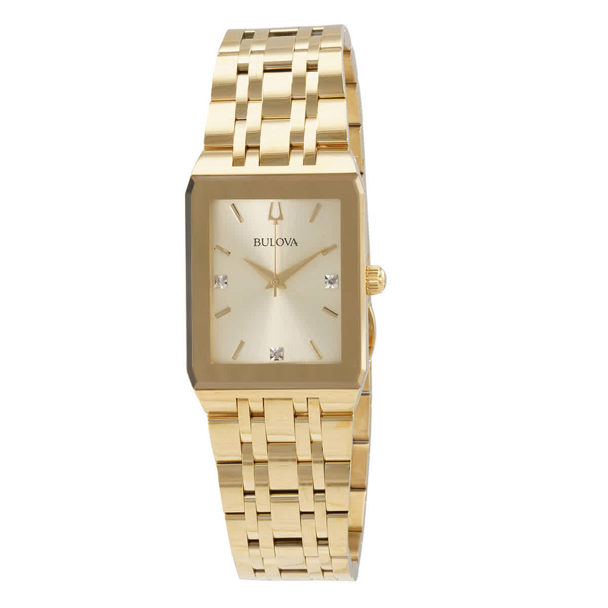 Bulova Quadra Quartz Diamond Champagne Dial Mens Watch 97D120 Bulova
